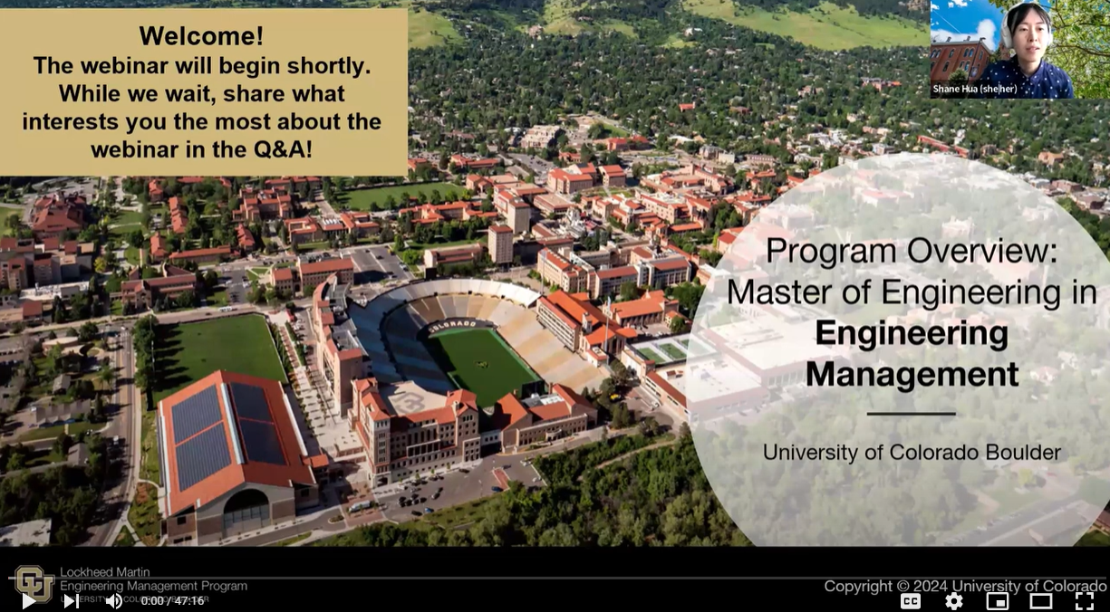 Past Webinar: CU Boulder Engineering Management Program on Coursera Program Overview Summer 2024 ...